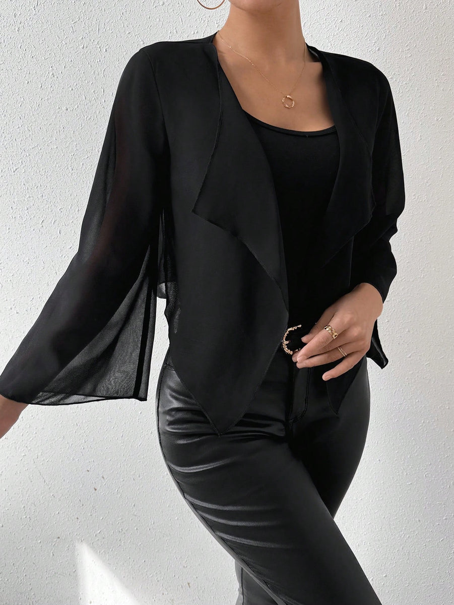 Cardigan Negro Transparente Manga Acampanada Barefoot - Talla L – Kast.pe